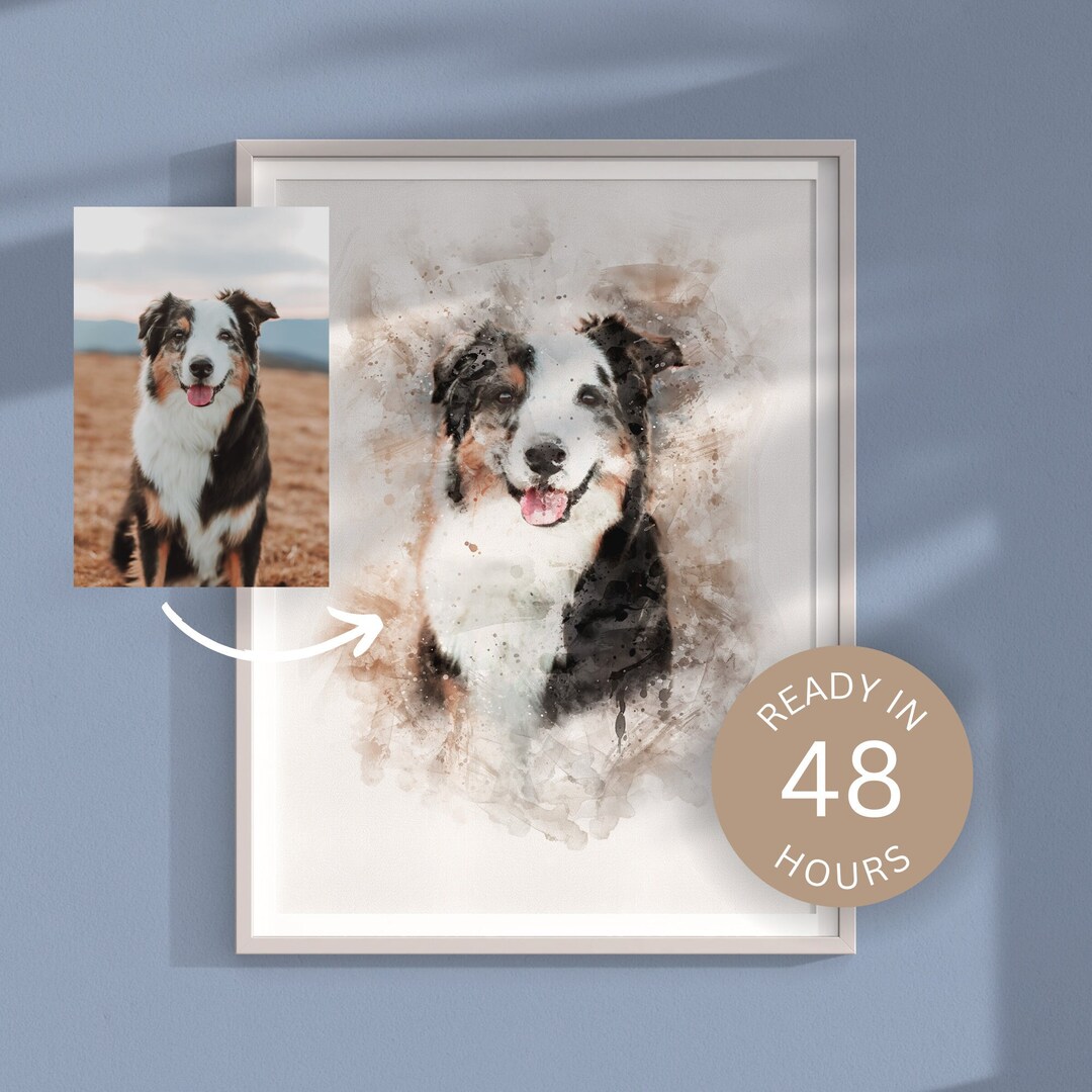 Customised Dog Portrait From Your Photo | Custom Dog Pet Watercolour ...