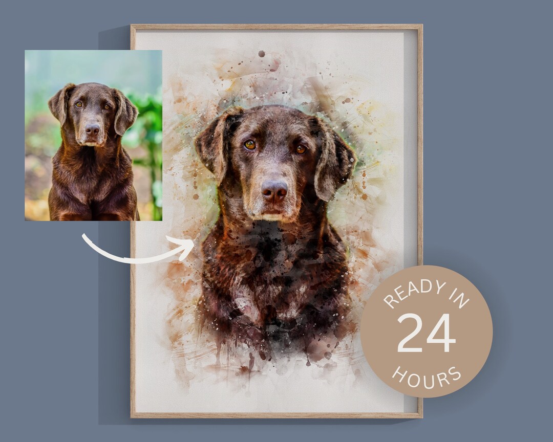 Personalised Watercolor Dog Portrait From Photo Dog Portrait - Etsy
