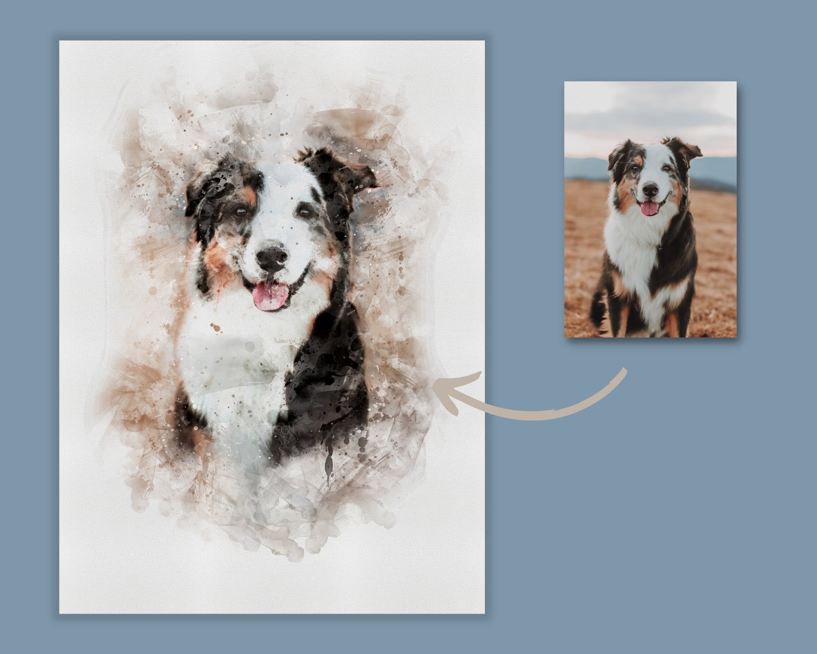 Personalised Watercolor Dog Portrait From Photo Dog Portrait - Etsy