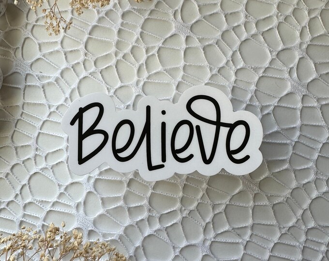 Die Cut "believe" | Transparent Sticker Die Cut | Measures ...