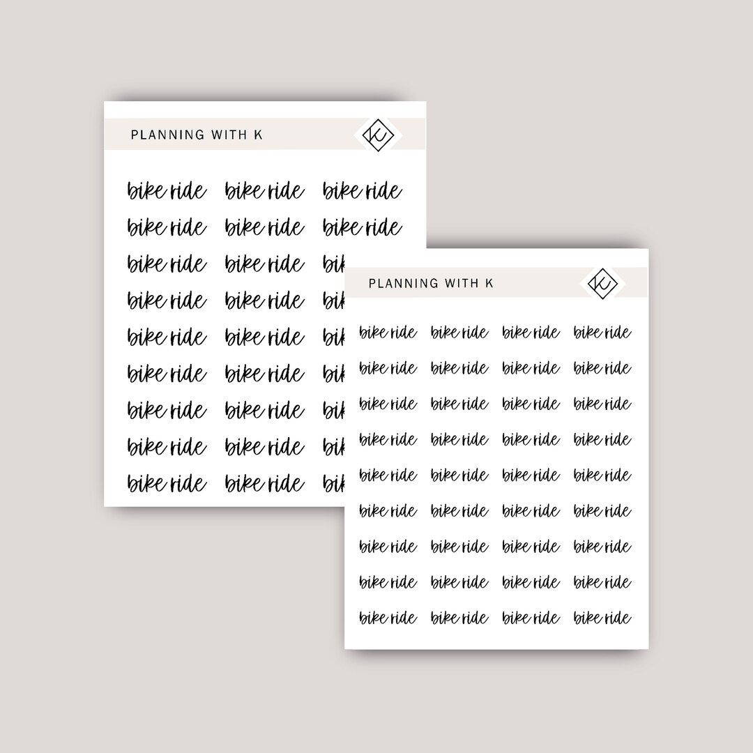 Bike Ride Script Stickers Printed on Transparent Matte Sticker Paper - Etsy