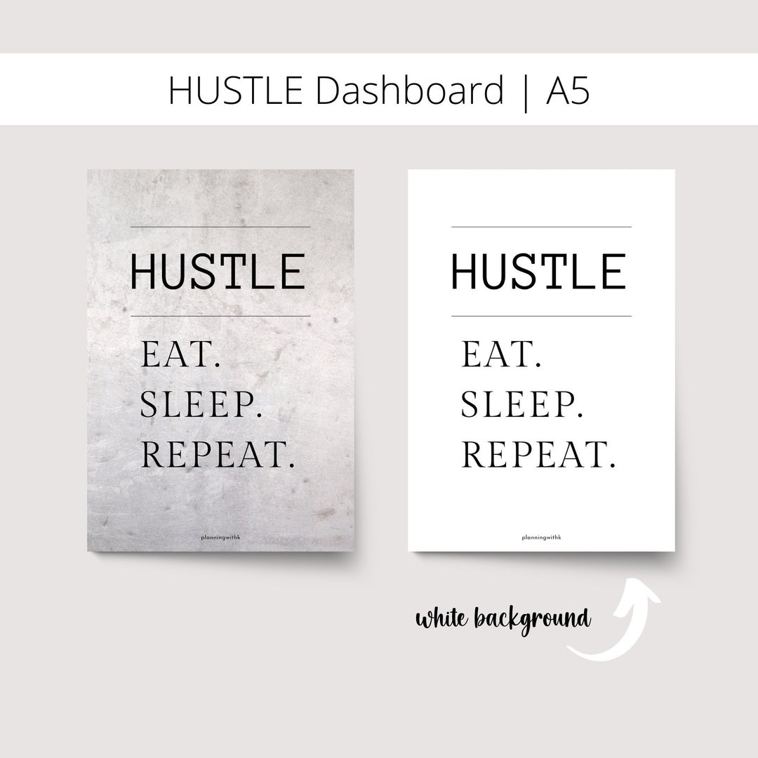A5 HUSTLE. Eat. Sleep. Repeat. Dashboard Printable PDF File A5 Ring ...