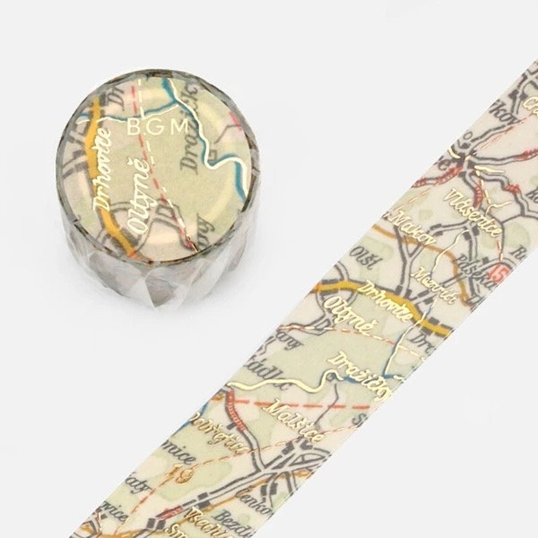 BGM Antique Map Foil Washi Tape Masking Tape With Gold Foil Masking ...