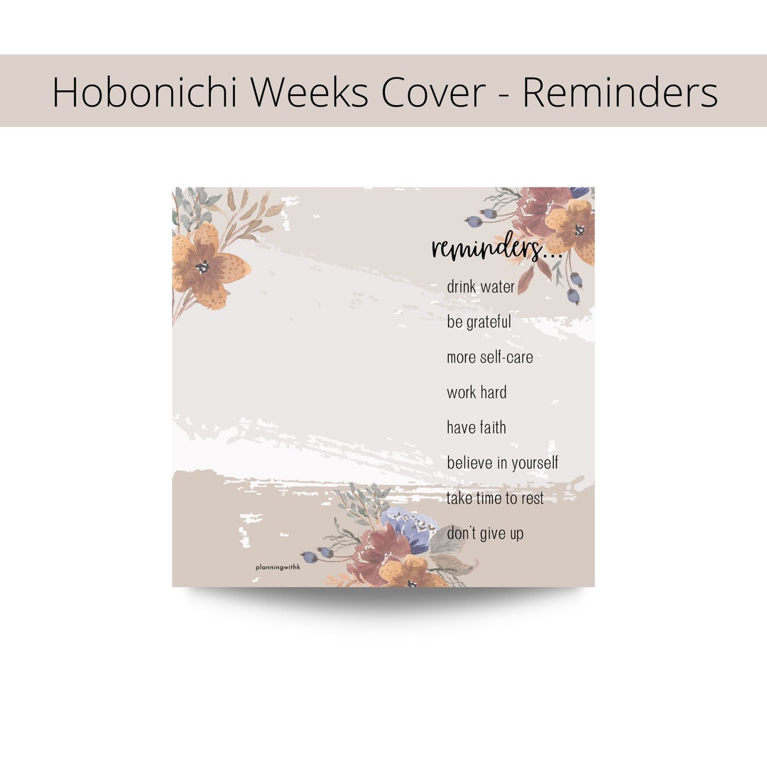 Hobonichi Weeks Cover reminders Cover Printable PDF File Good Reminders ...