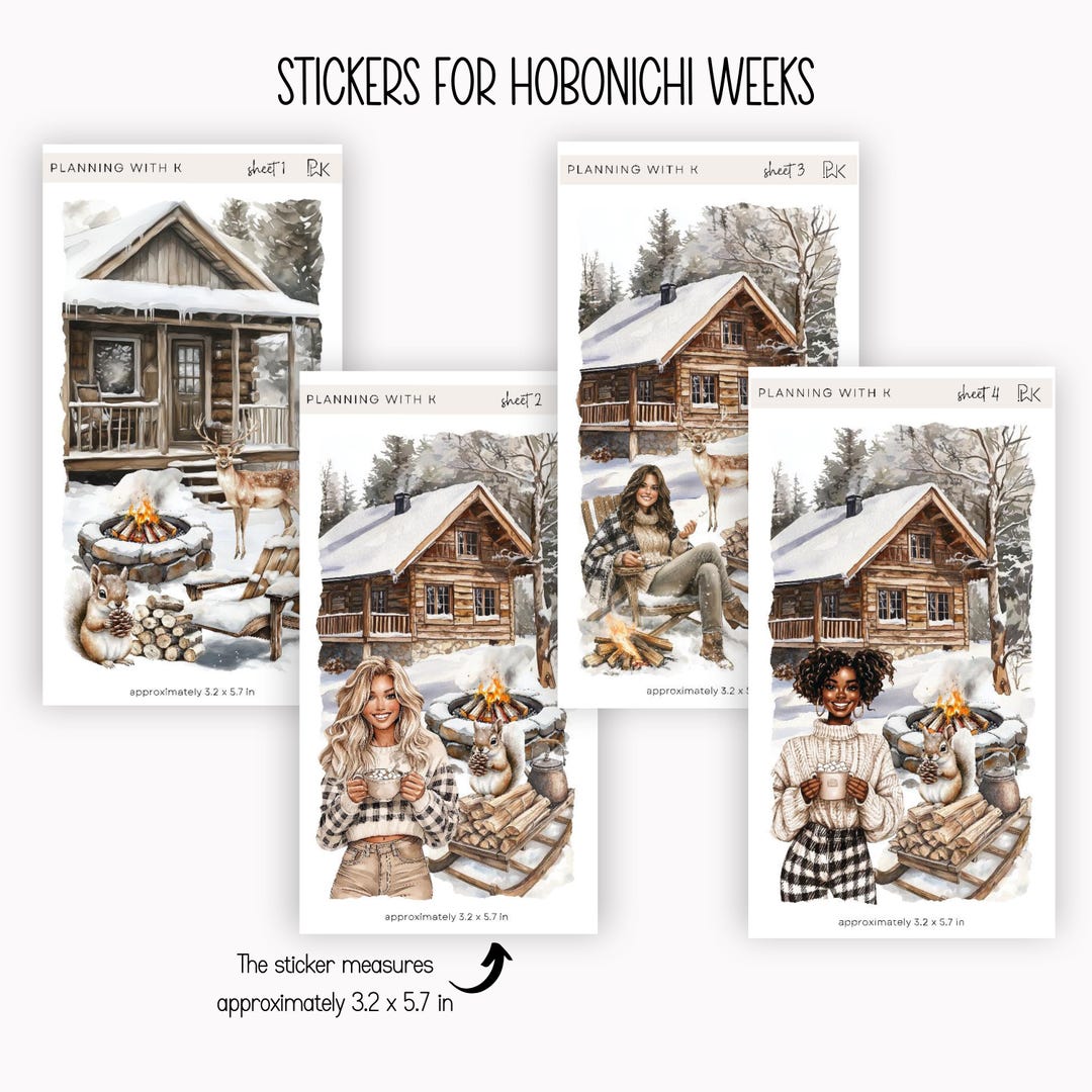 Stickers for Hobonichi Weeks | Winter Beauty Stickers Printed on ...