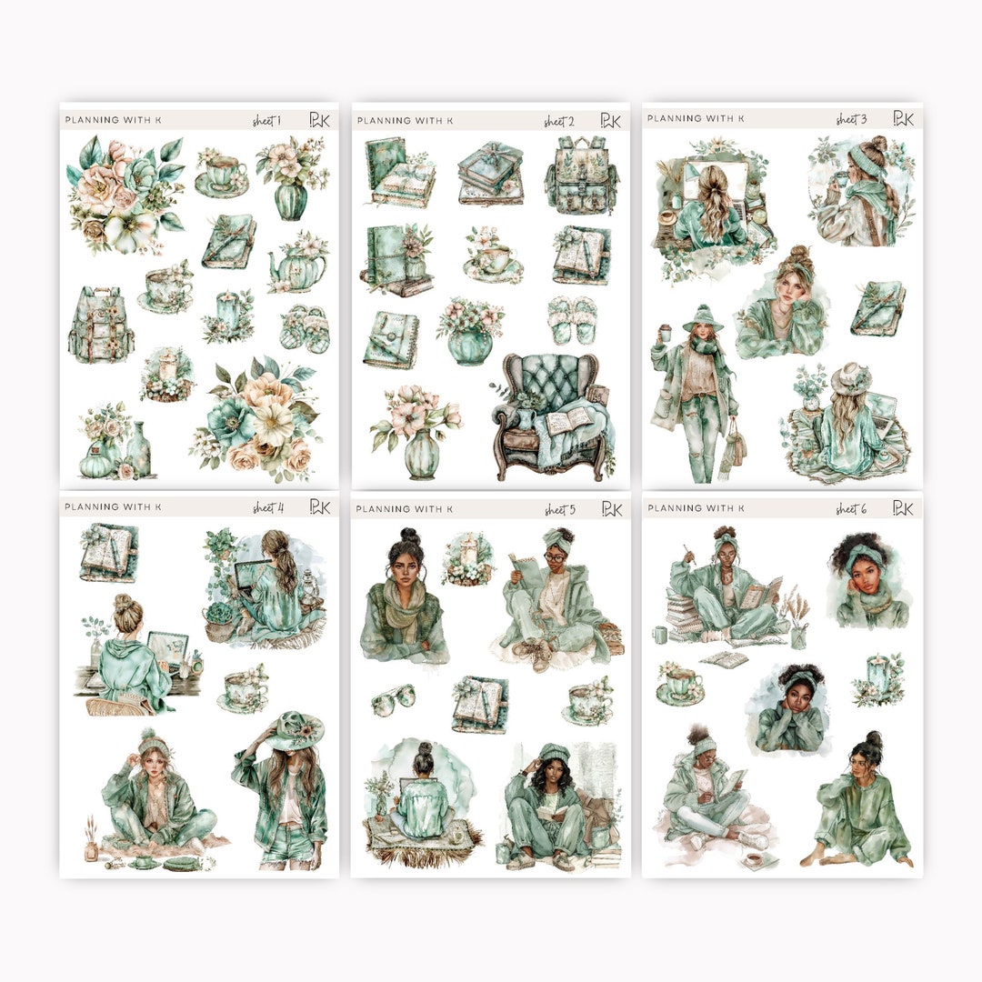 Sage Planner Girls Stickers for Planners, Journals | Planner Girls ...