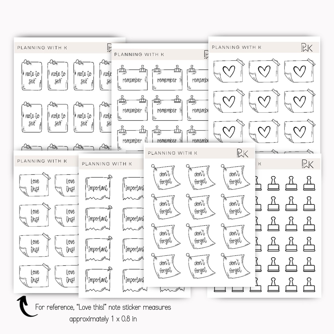 Small Note Stickers | Printed on Transparent Matte Sticker Paper ...