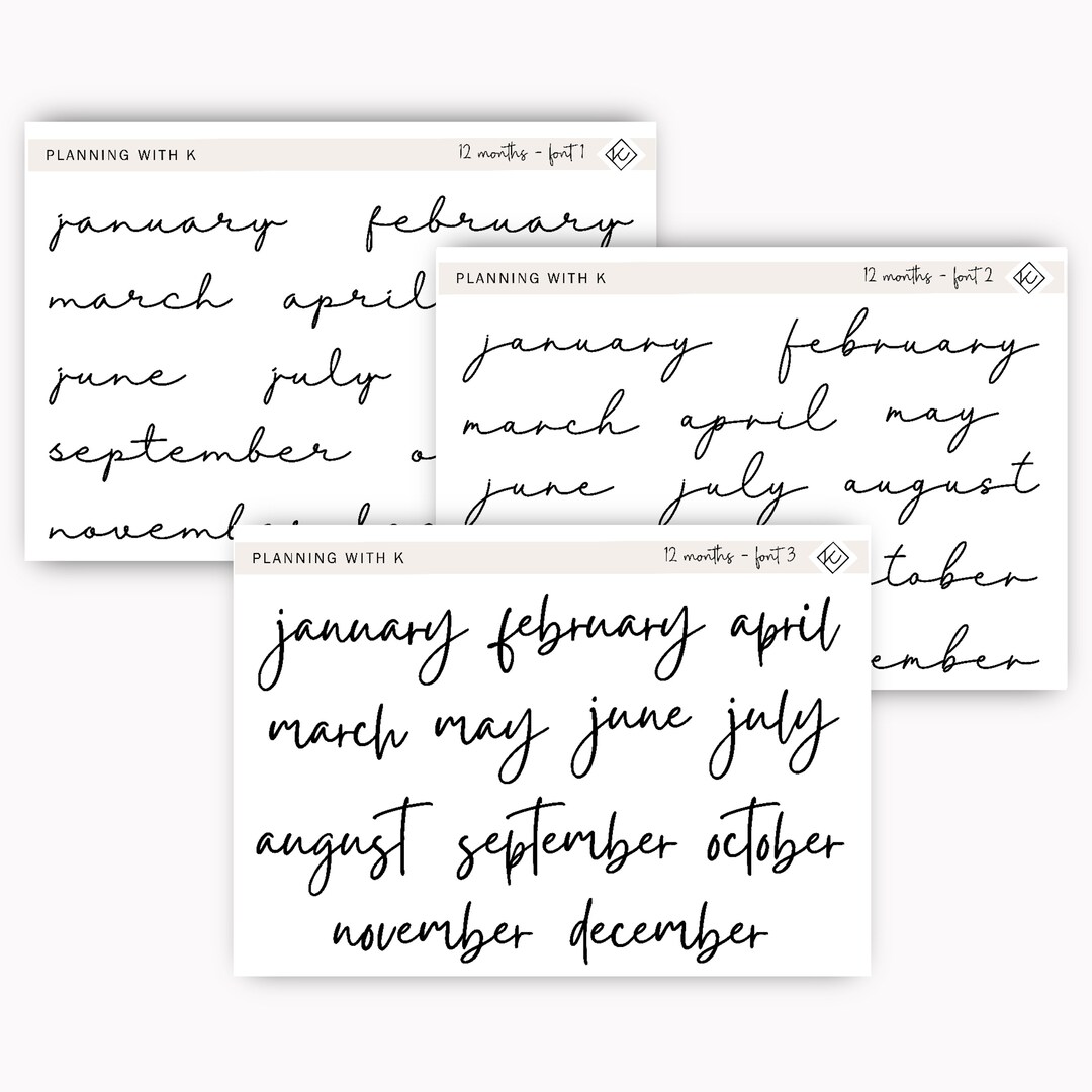 Monthly Stickers | 12 Moths Kiss Cut Stickers | Delicate Monthly ...