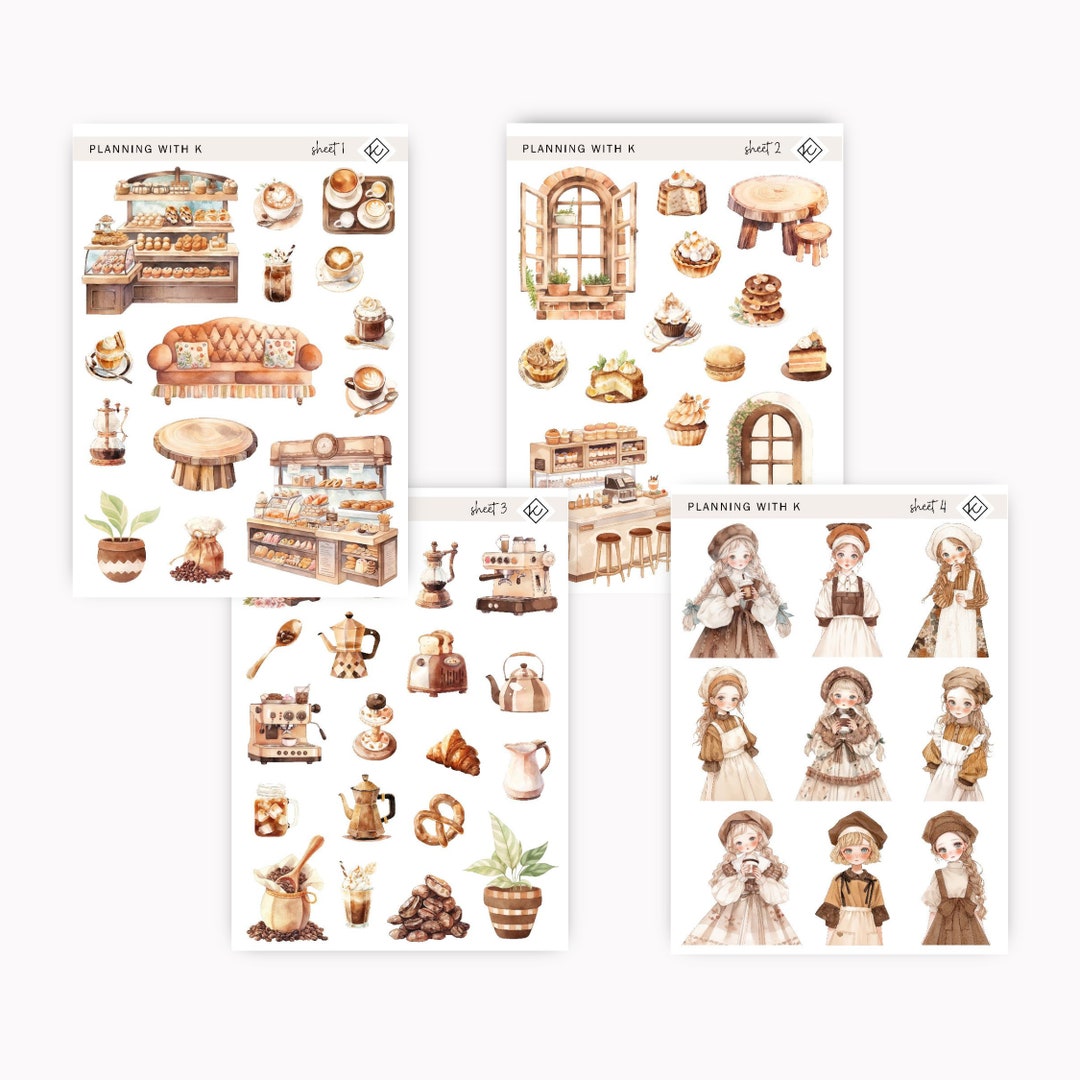Cute Coffee Theme Stickers for Planners, Journals Coffee Themed ...