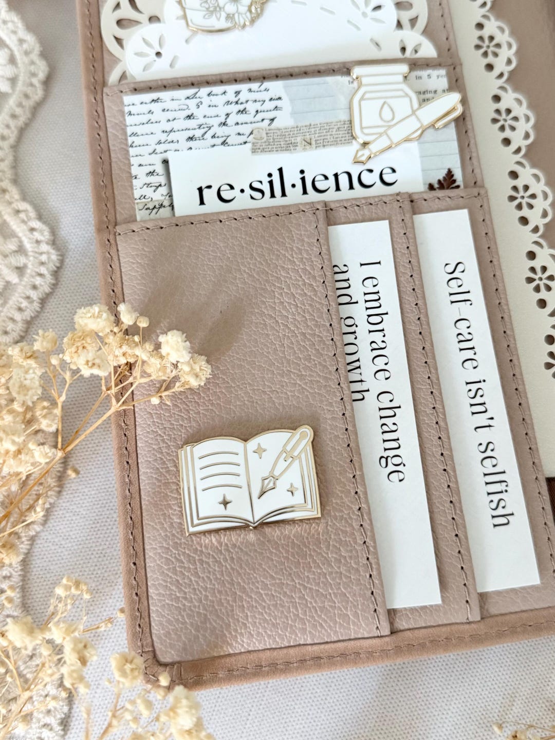 Journal or Planner With Fountain Pen Planner Magnet | Gold Plated ...