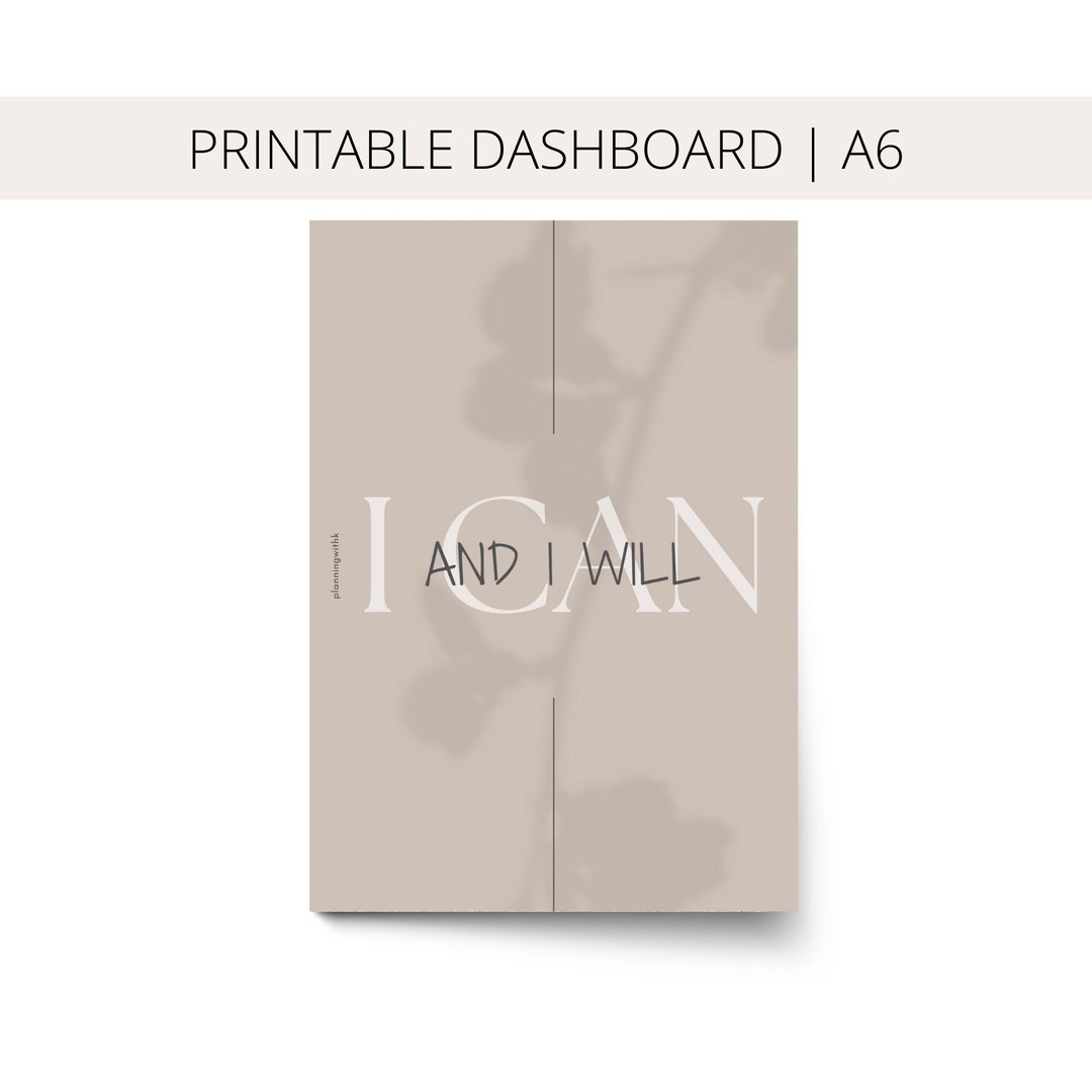 A6 I Can and I Will Dashboard Printable PDF File A6 Size Ring Planner ...