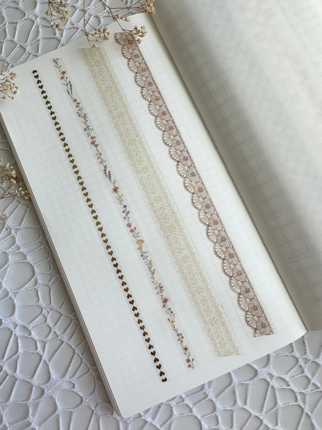 Mind Wave, BGM Lace, Flower Clear Tape for Journals, Scrapbook, Junk ...