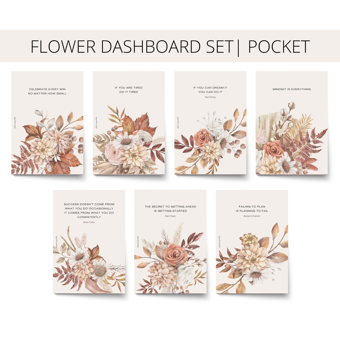 POCKET Fall Colors Flower Dashboard Set With Quotes PDF File POCKET ...