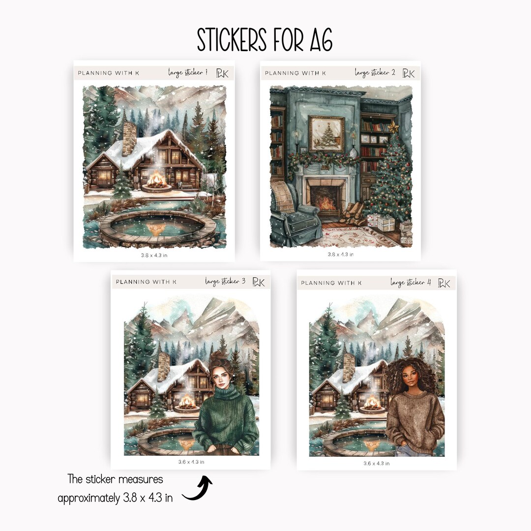 Stickers for A6 | Green Winter Stickers Printed on Transparent Matte ...