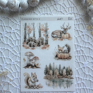 Fall in the Woodlands Stickers for Planners, Journals | Animals in the ...