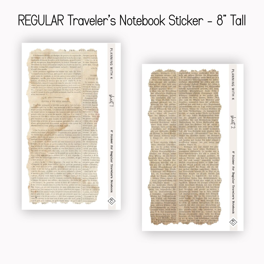Traveler's Notebook Sticker - 8in Tall | Regular TN Sticker Printed on ...