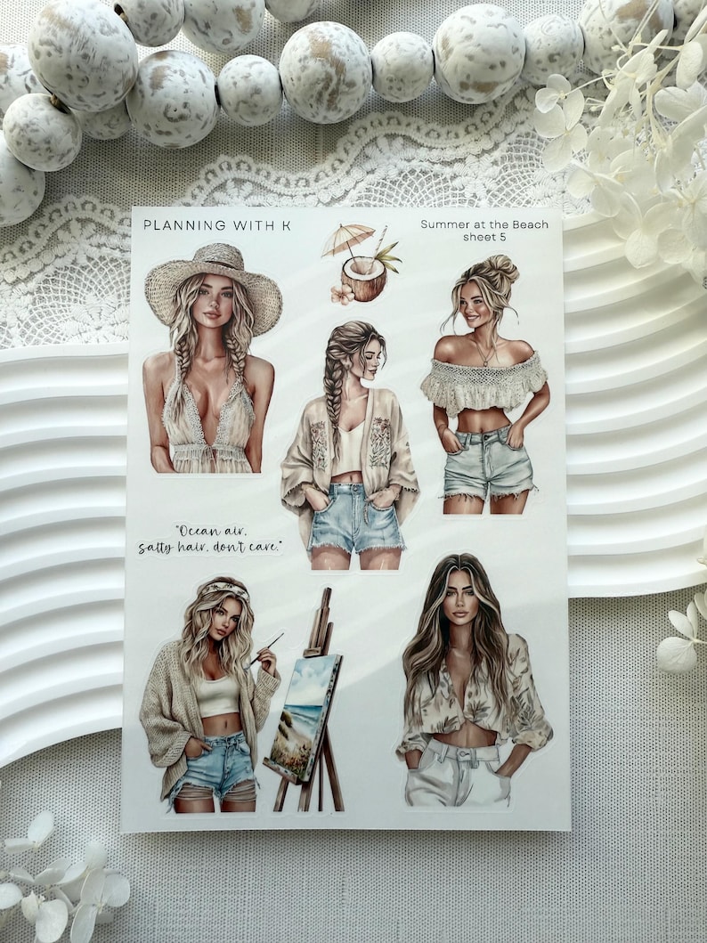 Summer at the Beach Stickers for Planners, Journals | Stickers Printed ...