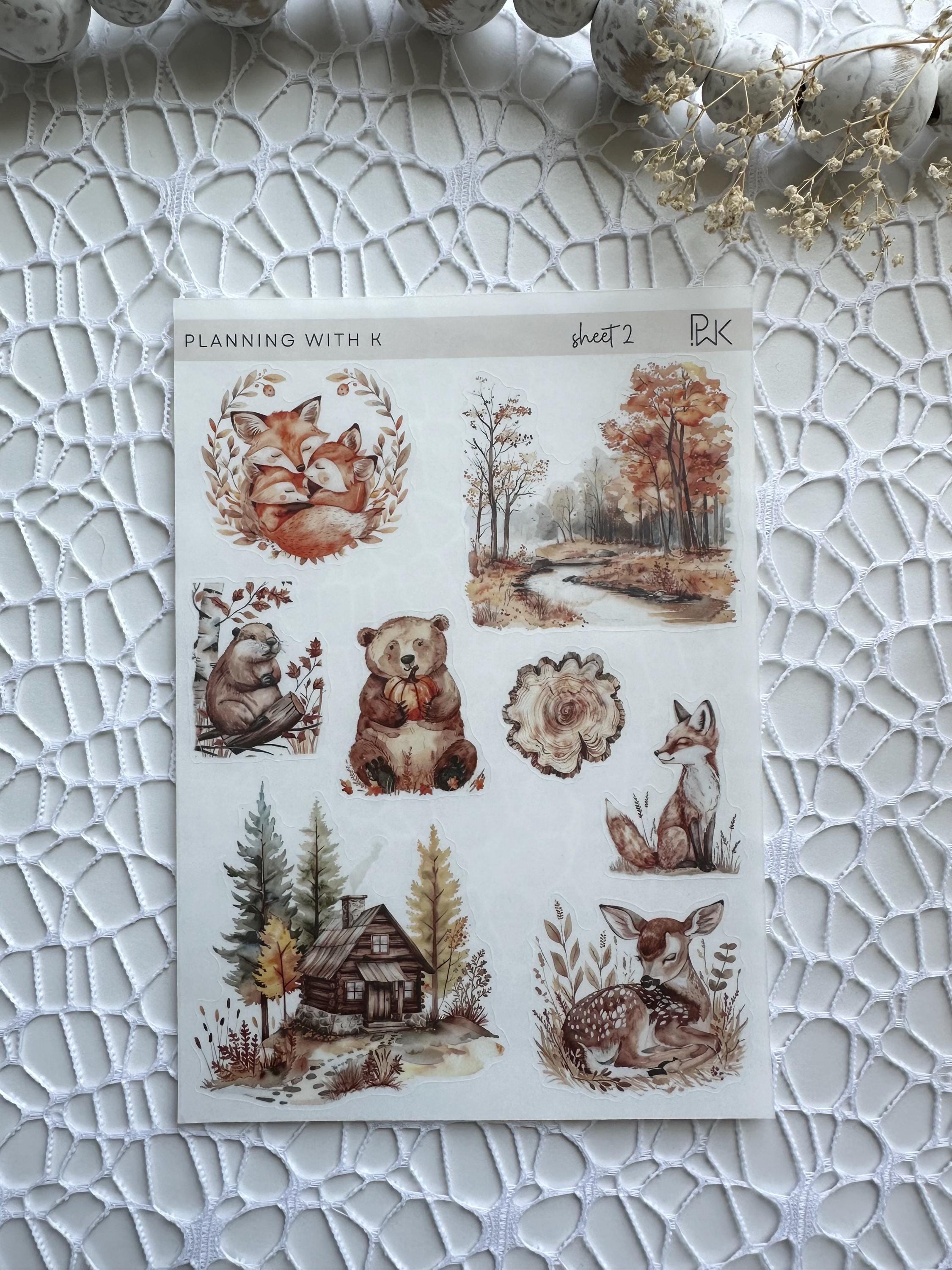 Animals in the Woodland Stickers for Planners, Journals | Stickers ...