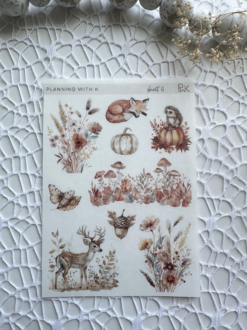 Animals in the Woodland Stickers for Planners, Journals | Stickers ...