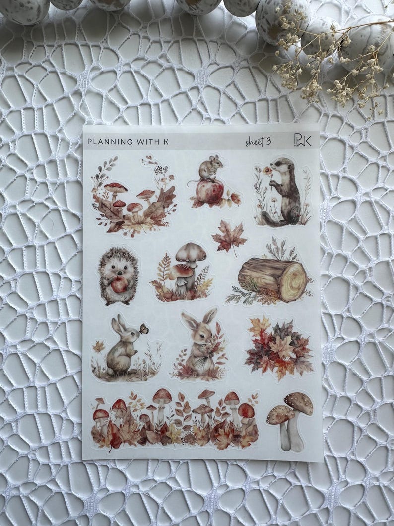 Animals in the Woodland Stickers for Planners, Journals | Stickers ...