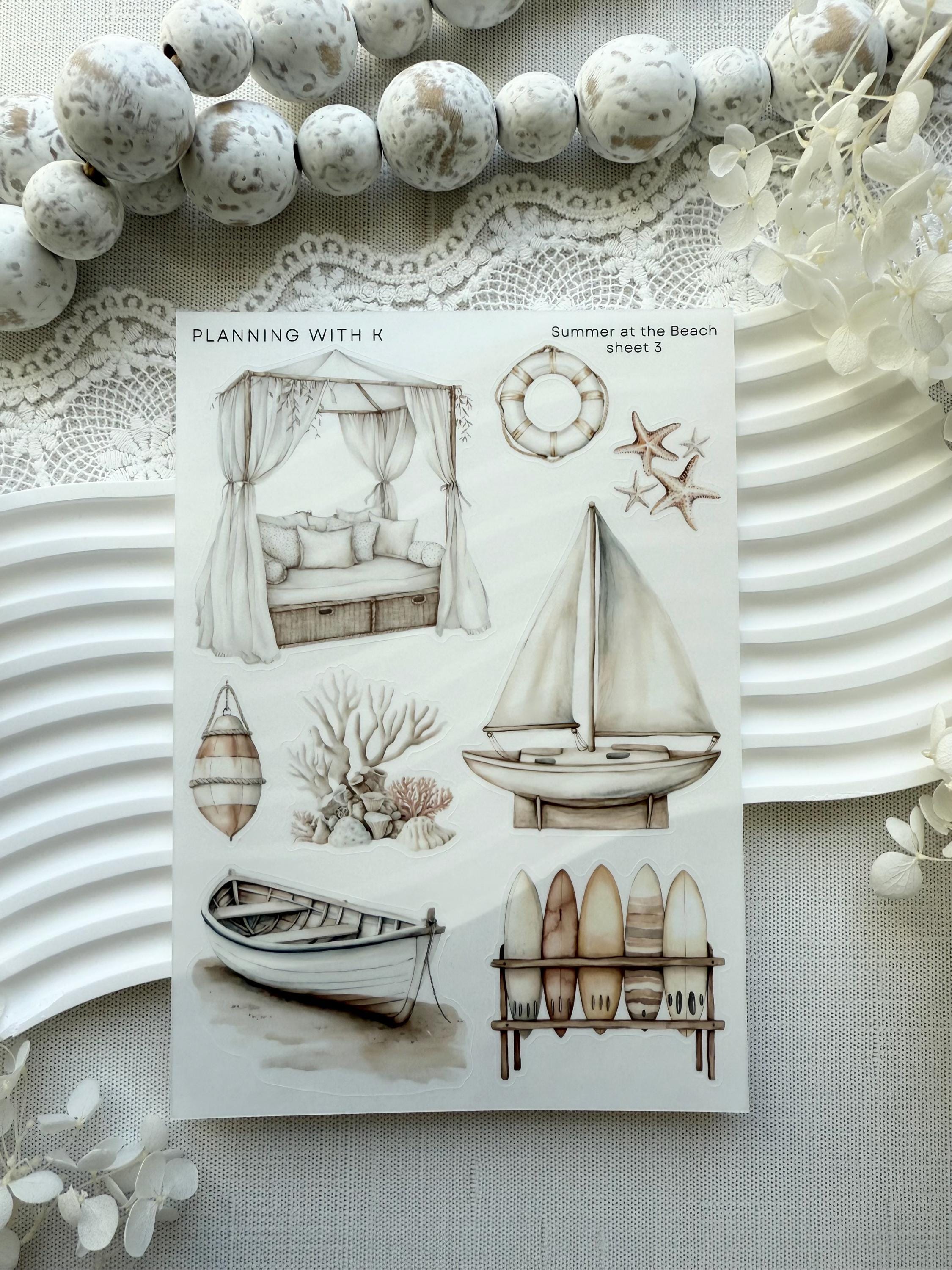 Summer at the Beach Stickers for Planners, Journals | Stickers Printed ...