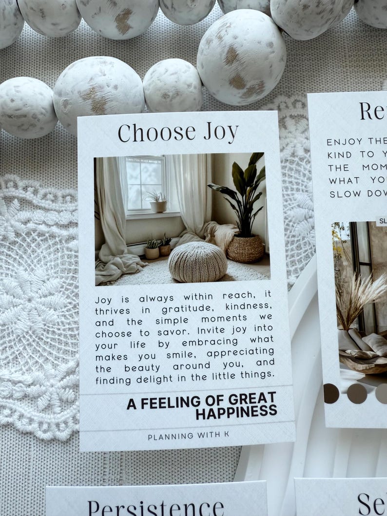 Journaling Cards | Choose Joy, Gratitude, Persistence, Self-care ...