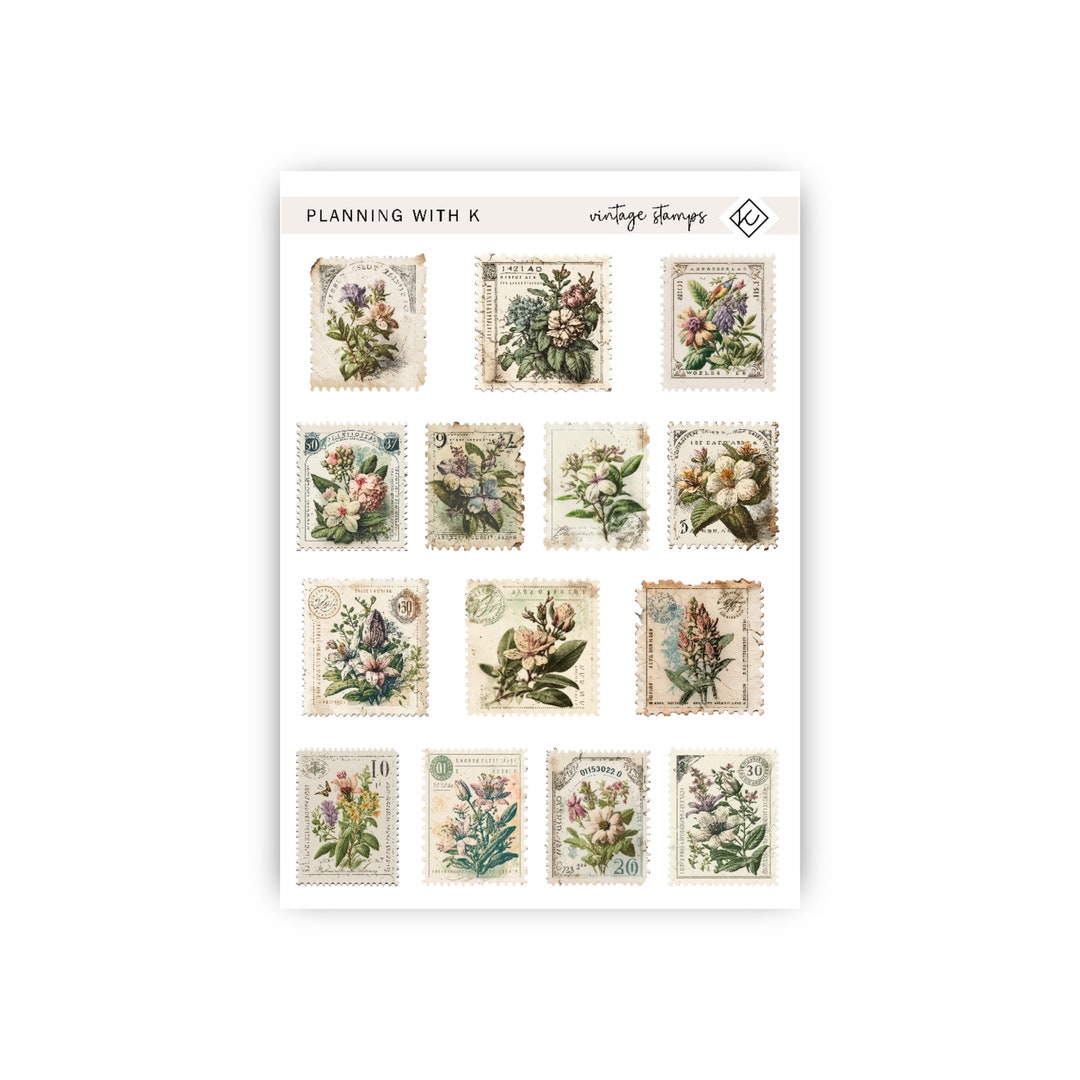 Vintage Stamp Stickers for Planners, Journals | Journaling, Junk ...