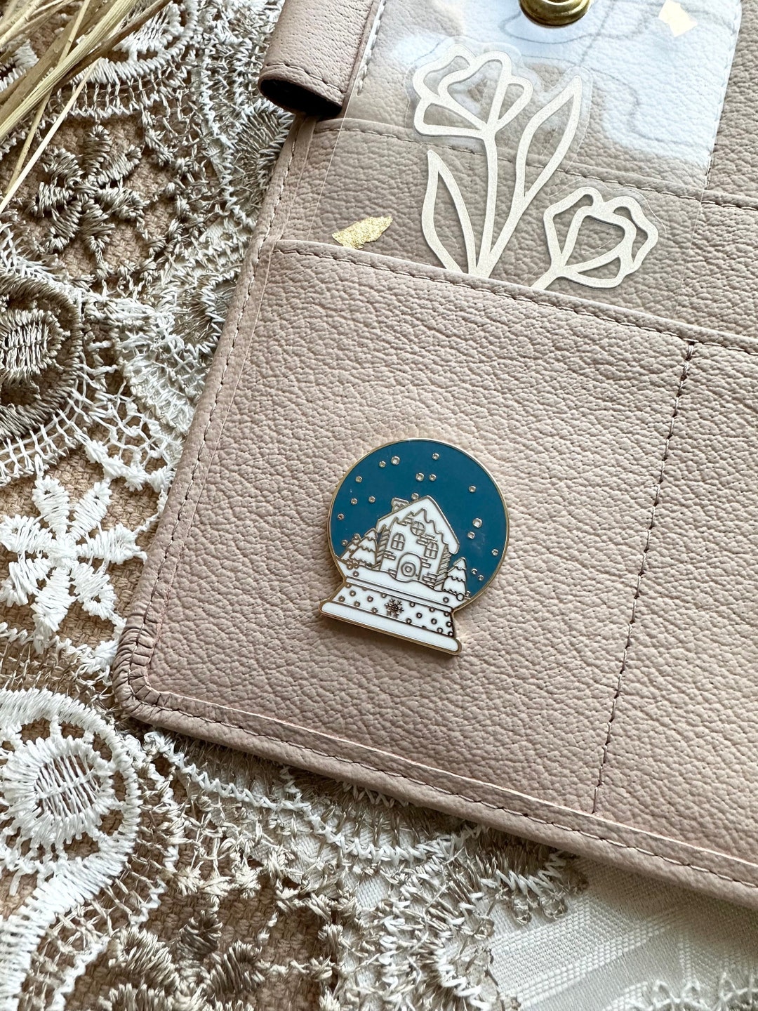 Snow Globe Enamel Magnet | Planner Magnet | Winter Snow Globe Magnet - Etsy