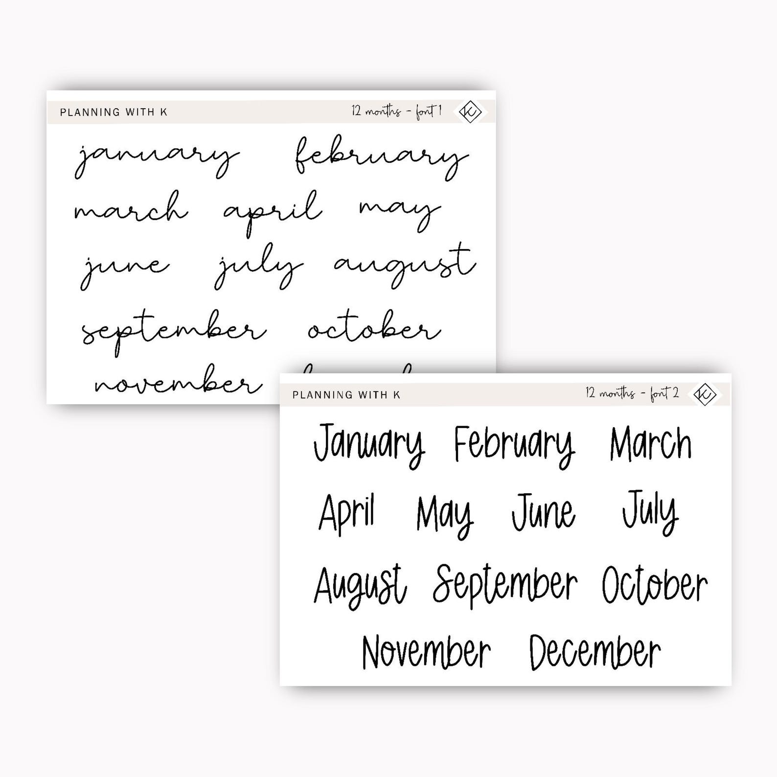 Monthly Stickers | 12 Moths Kiss Cut Stickers | Printed on Transparent ...