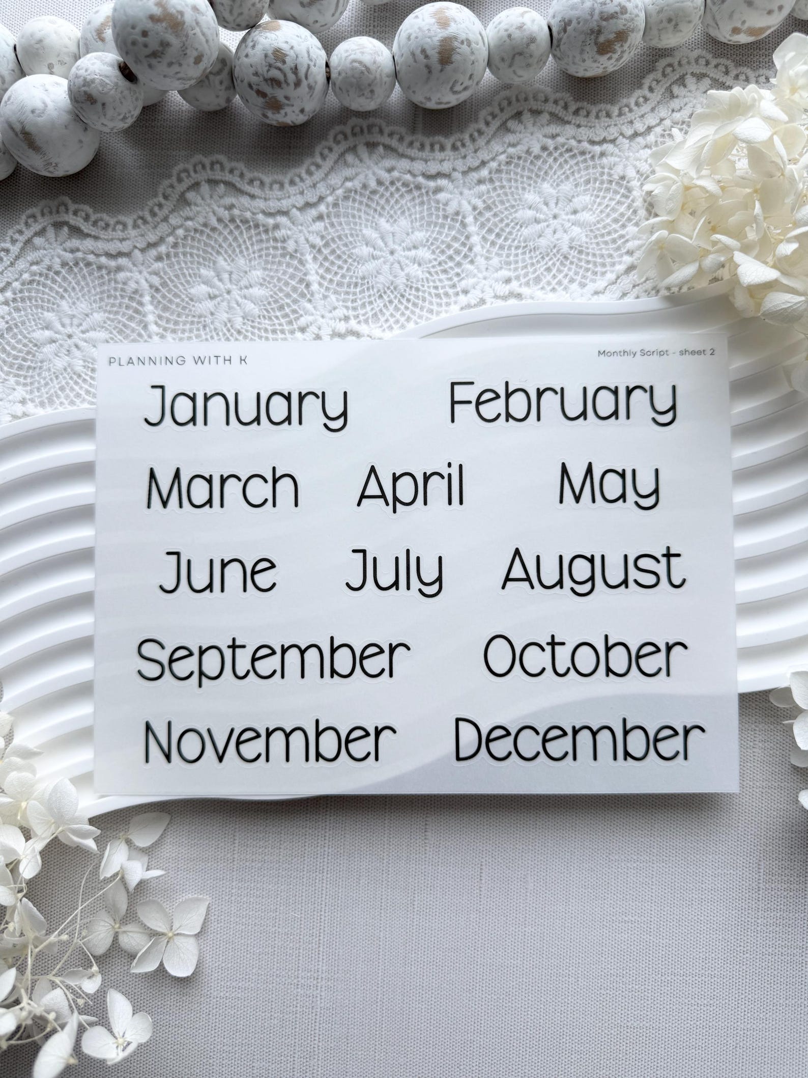 Monthly Stickers | 12 Moths Kiss Cut Stickers | Printed on Transparent ...