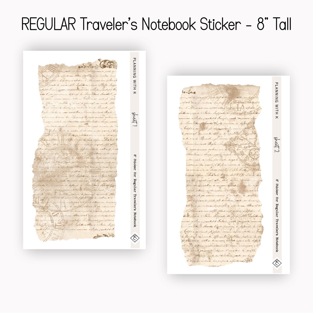 Traveler's Notebook Sticker - 8in Tall | Regular TN Sticker Printed on ...