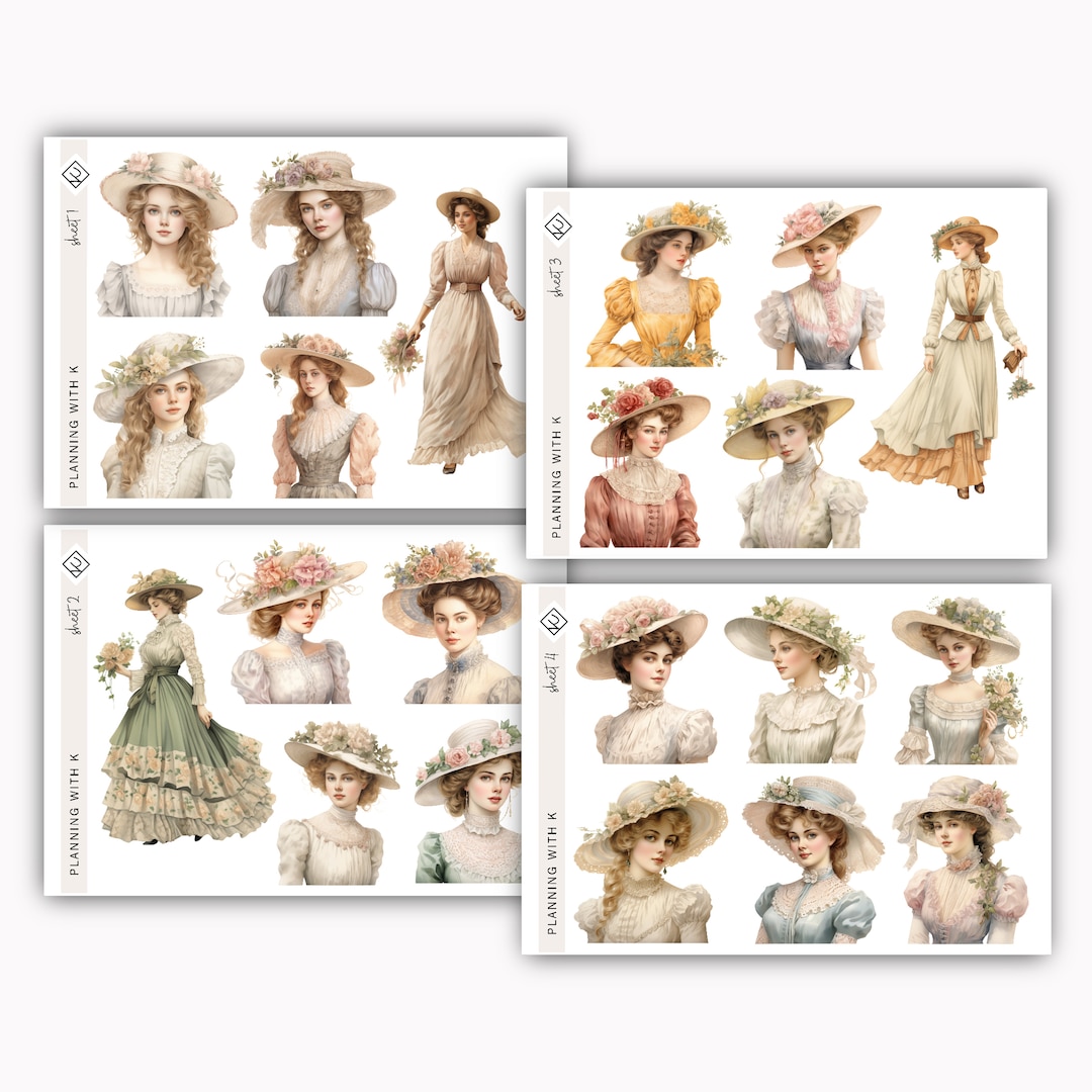 Victorian Lady Stickers for Planners, Journals Vintage Inspired Lady ...