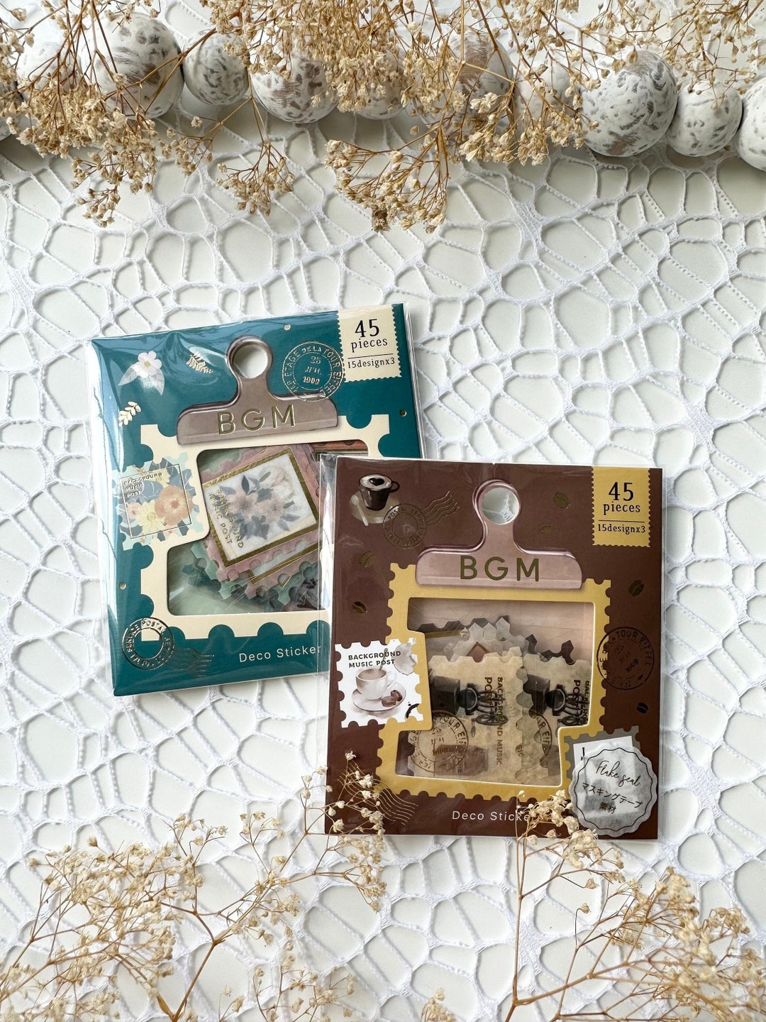 BGM Stamps Stickers Washi, Masking Tape Material 15 Designs, 3 of Each ...