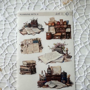 Vintage Letters and Books Stickers for Planners, Journals | Vintage ...
