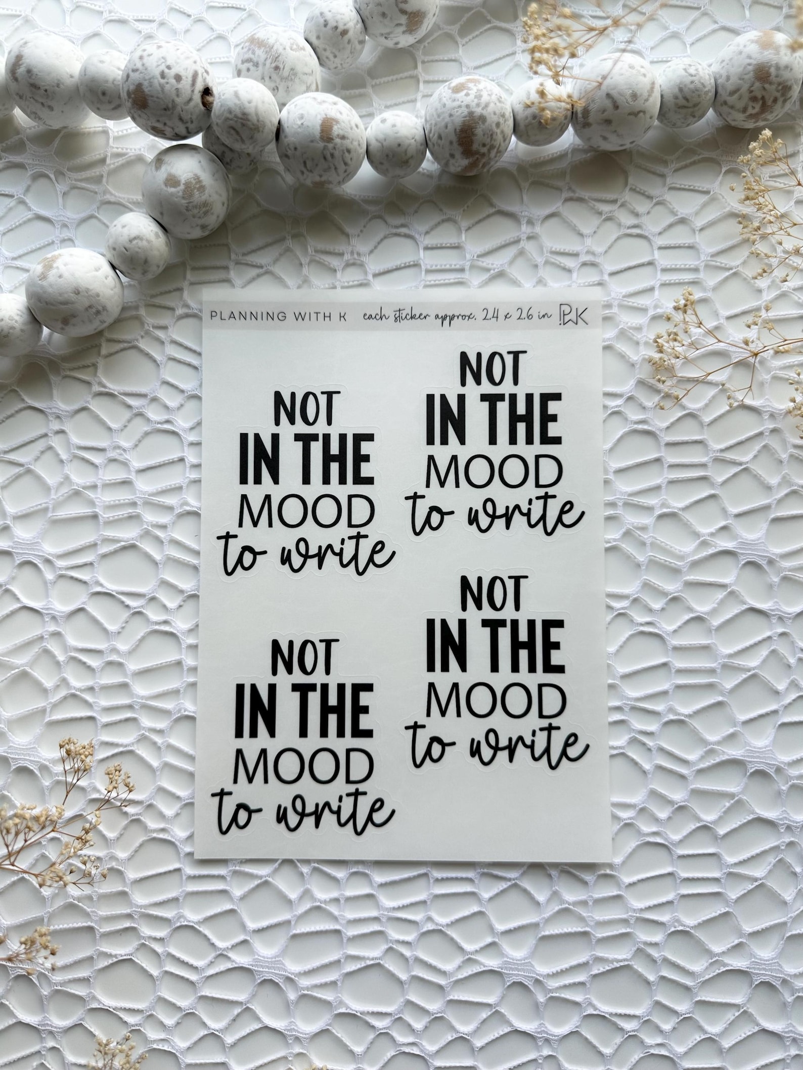 Not in the Mood to Journal | Not in the Mood to Write Sticker | Printed ...