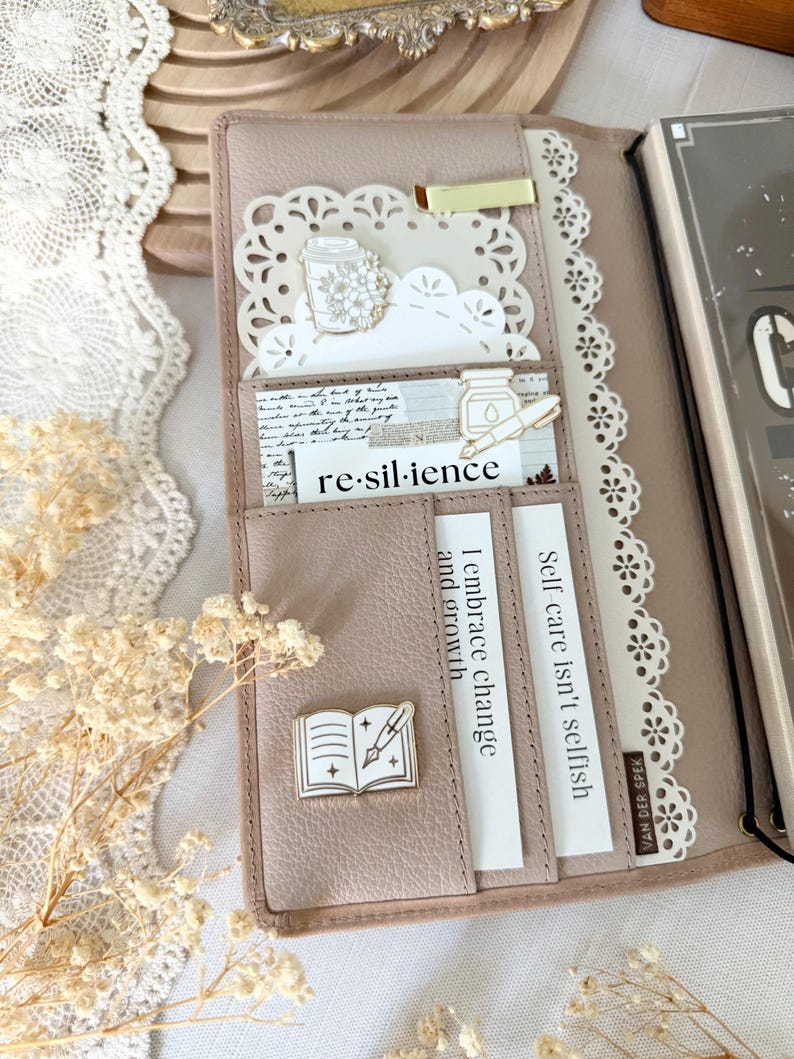 Journal or Planner With Fountain Pen Planner Magnet | Gold Plated ...