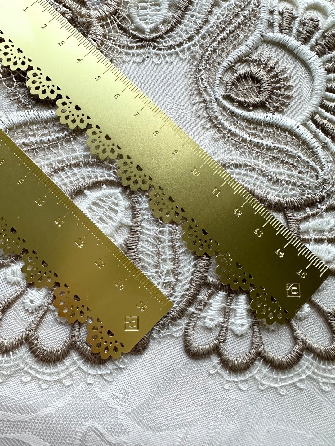 Brass Ruler With Lace 15cm Ruler Approximately 6in Delicate Brass Ruler ...