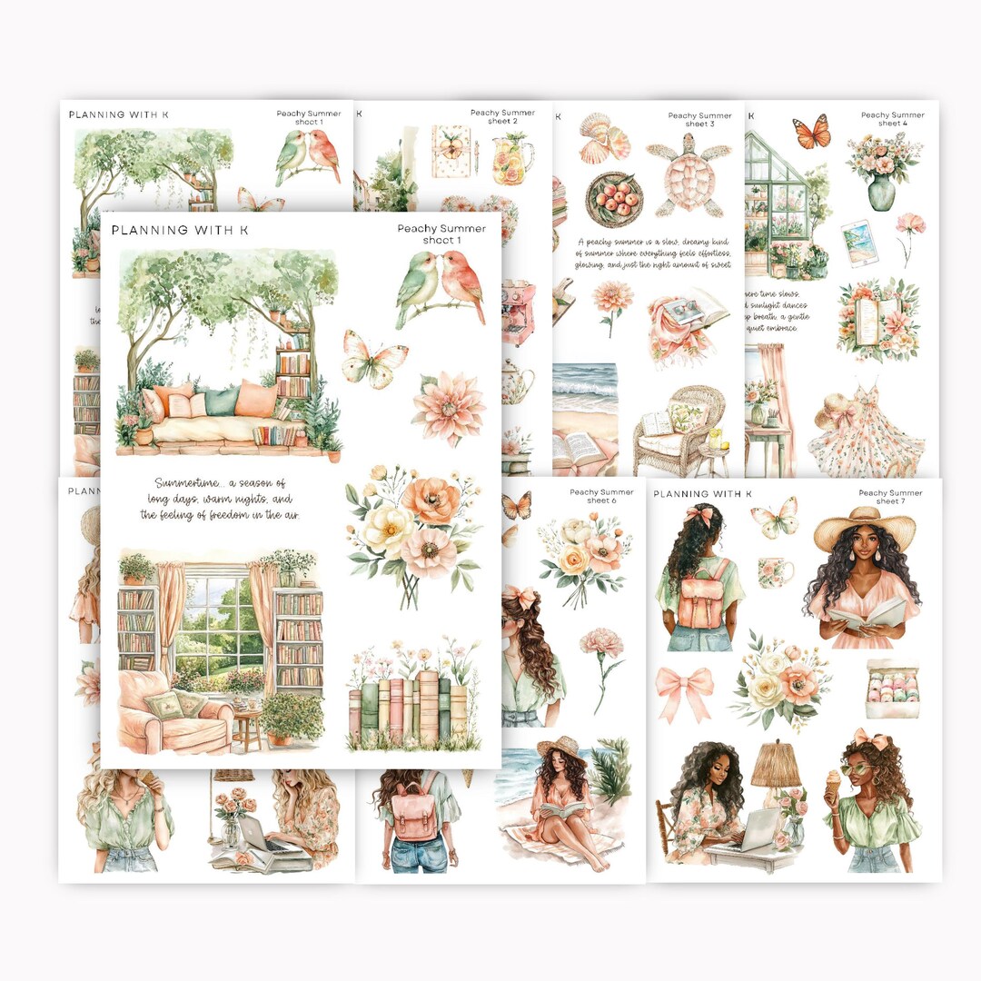 Peachy Summer Stickers for Planners, Journals | Stickers Printed on ...