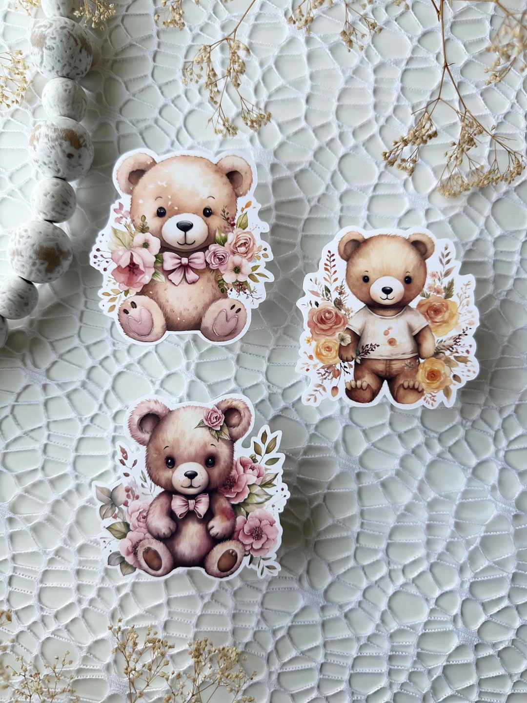 Die Cut Stickers, Spring Bears, White Matte Die Cuts | Measurements ...