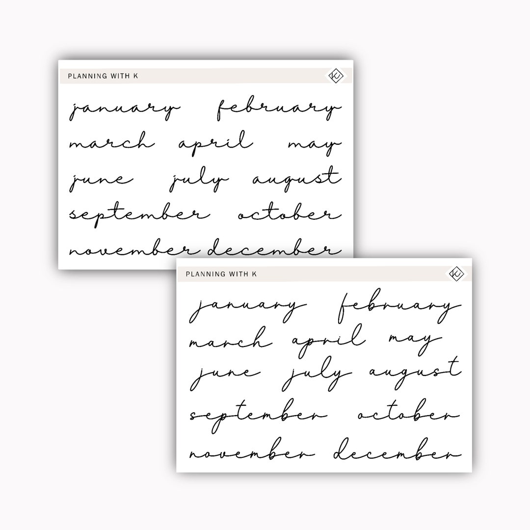 Monthly Stickers 12 Moths Kiss Cut Stickers Delicate Monthly Stickers ...