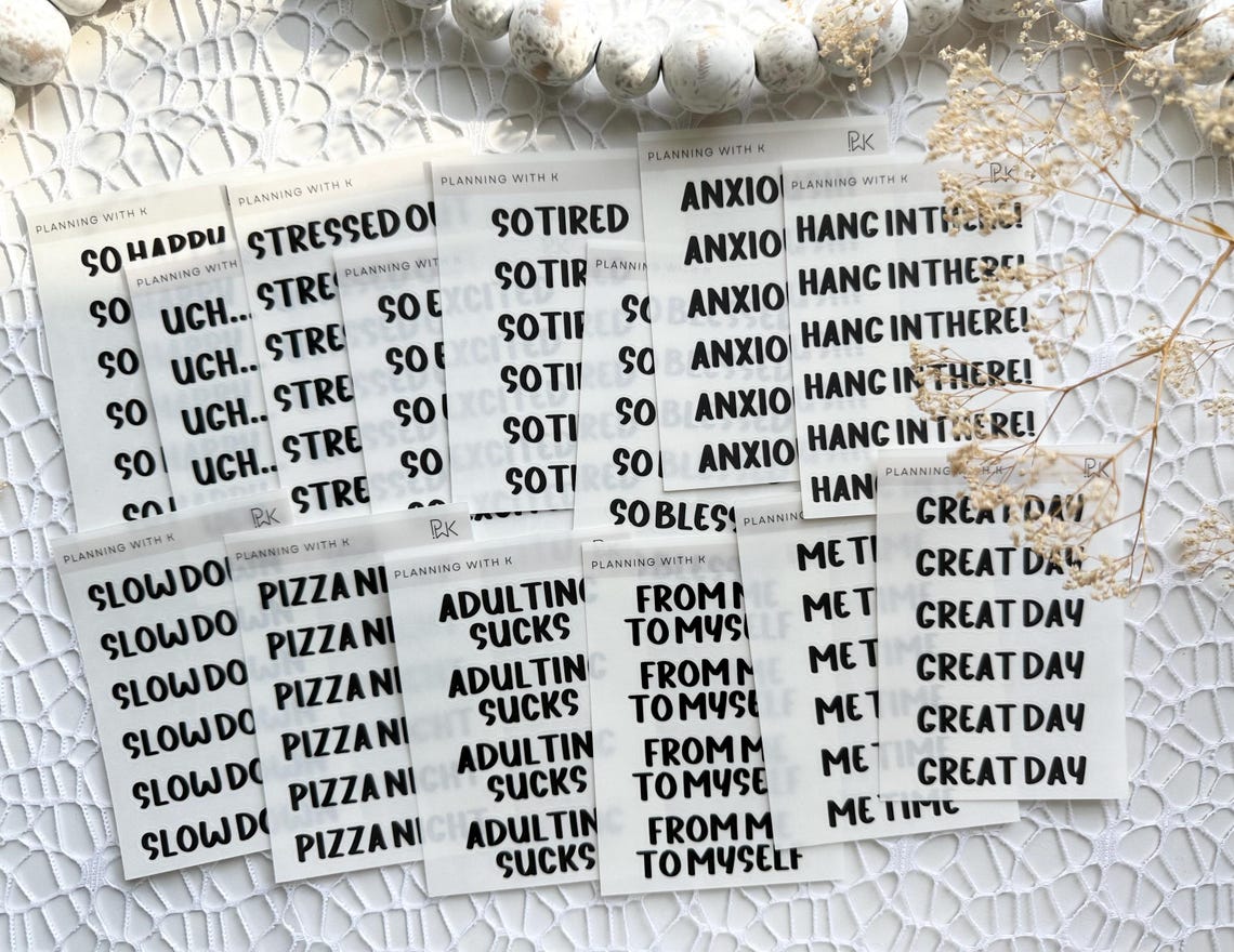 Large Word, Phrase Stickers | Great for A5 Size Planners Like the ...