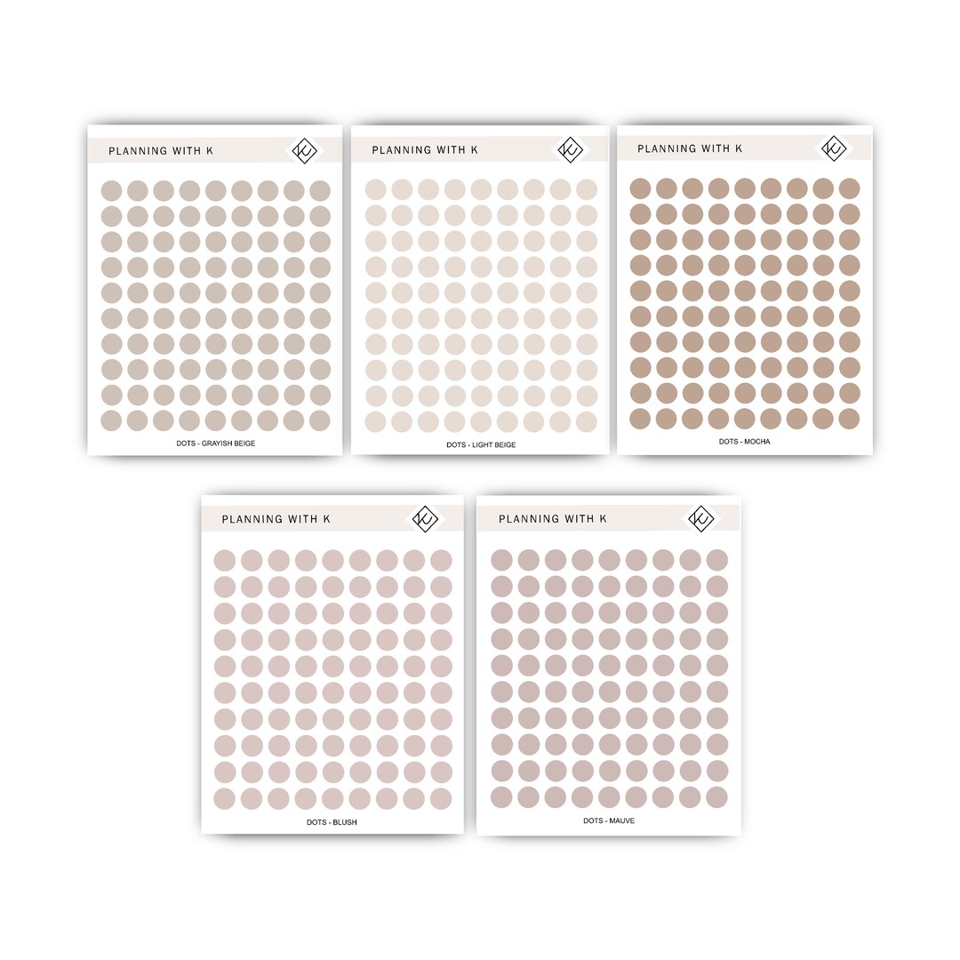 Dot Stickers | Neutral Colors | Printed on Transparent Matte Sticker ...