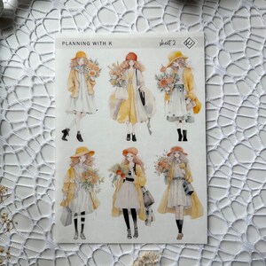 Girls With Flower Stickers for Planners, Journals Girls & Flower ...