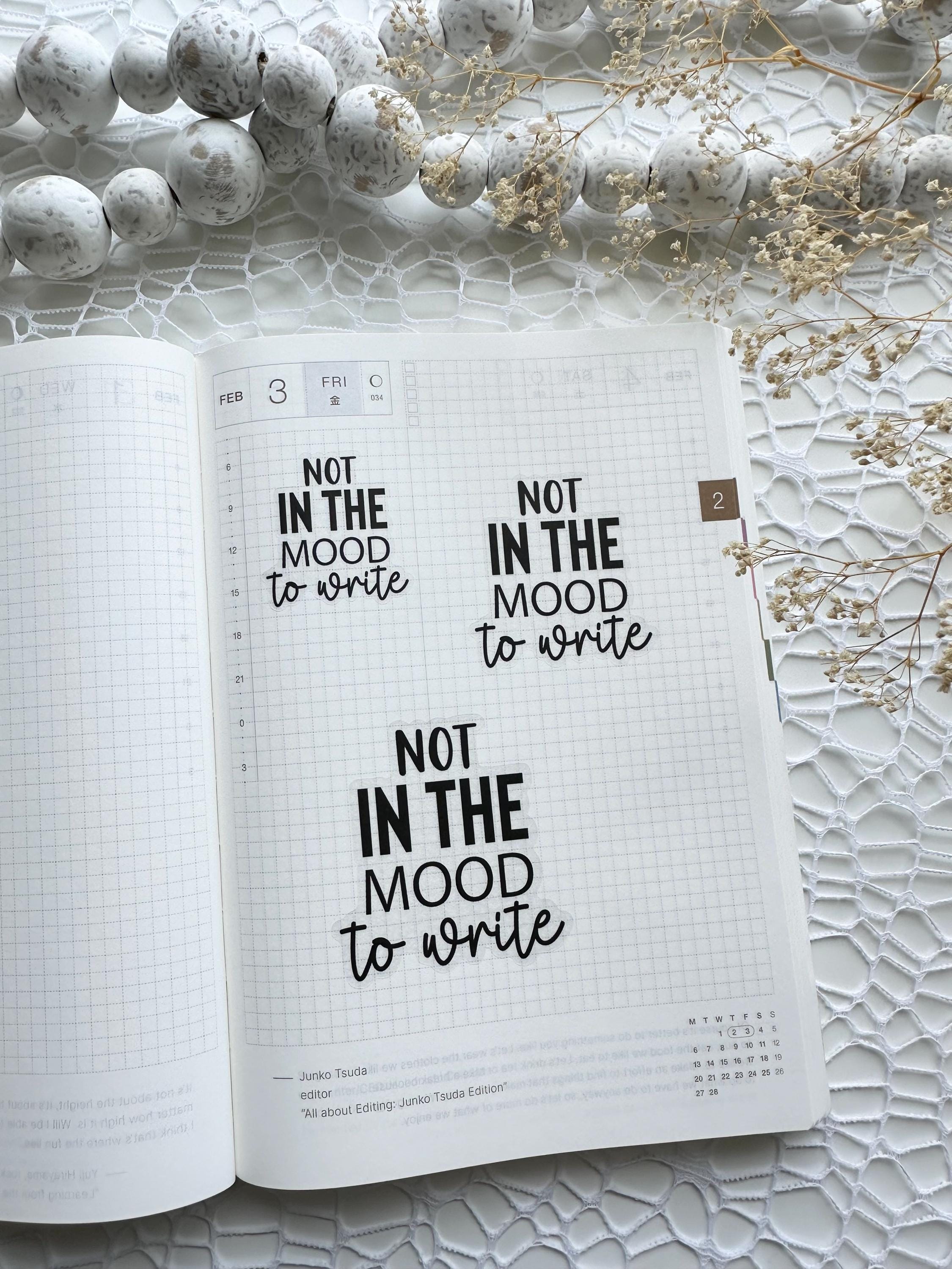 Not in the Mood to Journal | Not in the Mood to Write Sticker | Printed ...