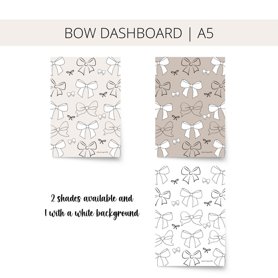 A5 Bows Printable PDF File A5 Size Ring Planner Dashboard Printable ...