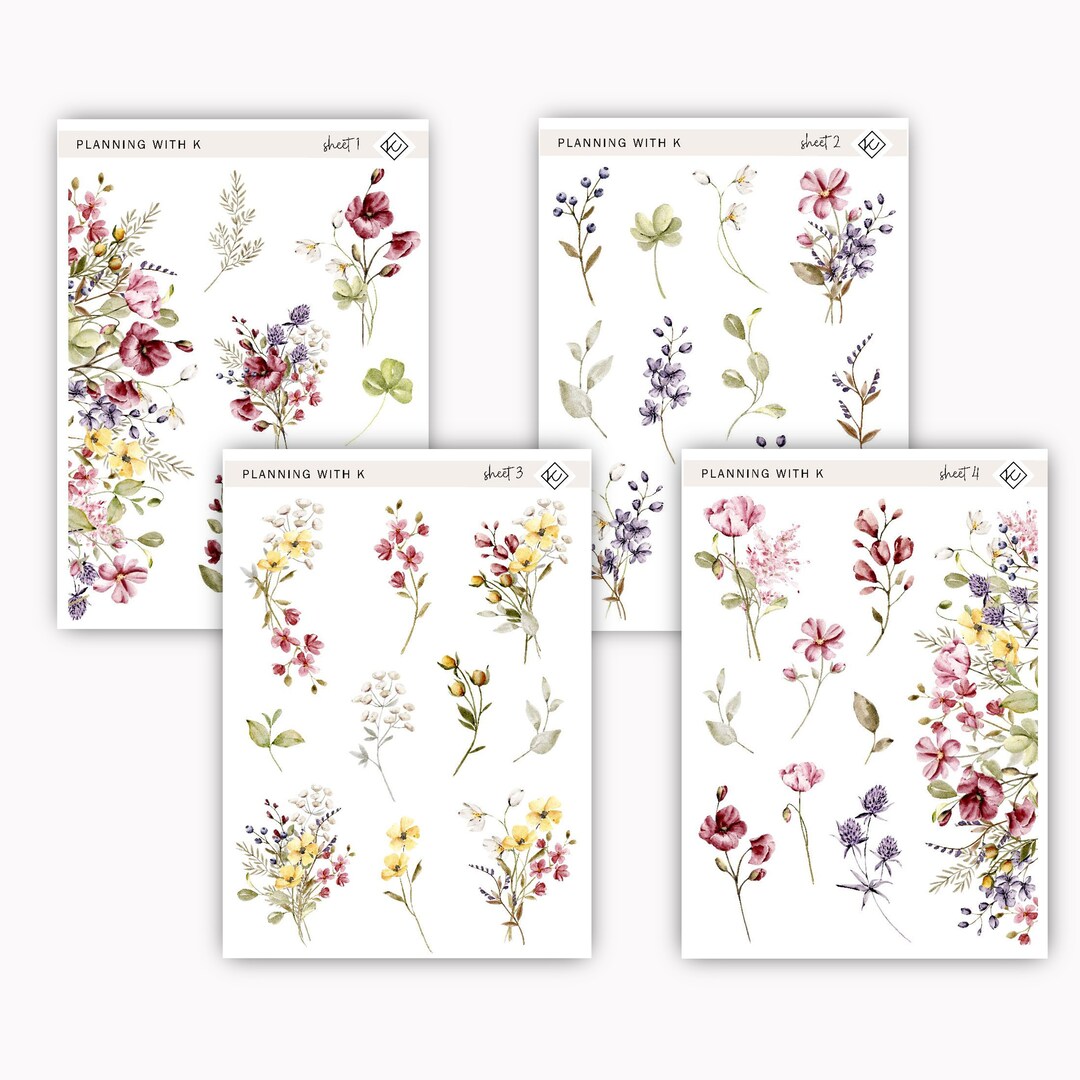 Spring Flower Stickers for Planners, Journals | Flower Stickers Printed ...