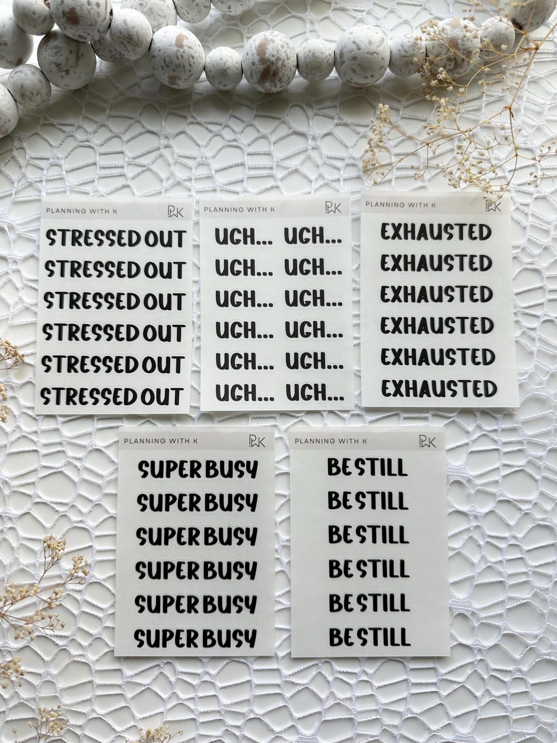 Large Word, Phrase Stickers | Great for A5 Size Planners Like the ...