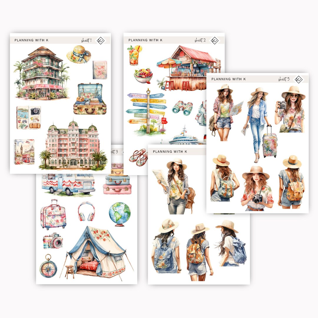 Fun Travels Stickers for Planners, Journals | Love to Travel Stickers ...