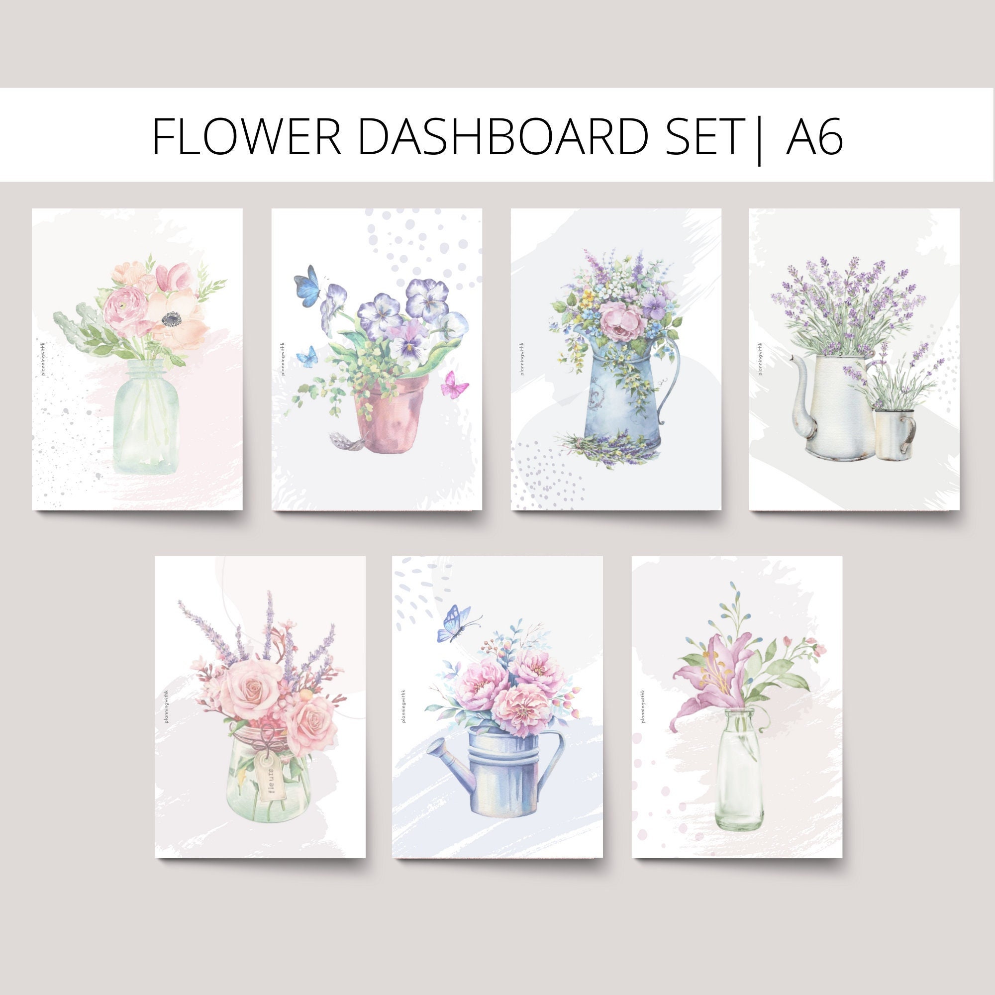 A6 Flower Dashboard Set Spring Flowers PDF A6 Ring - Etsy