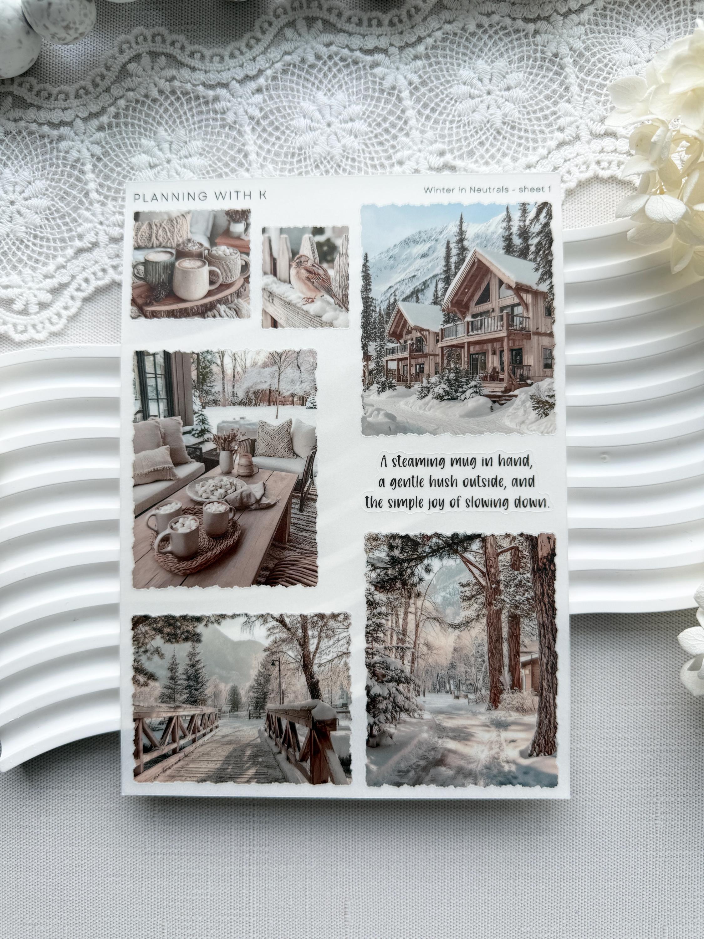 Winter in Neutral Stickers for Planners, Journals | Stickers Printed on ...
